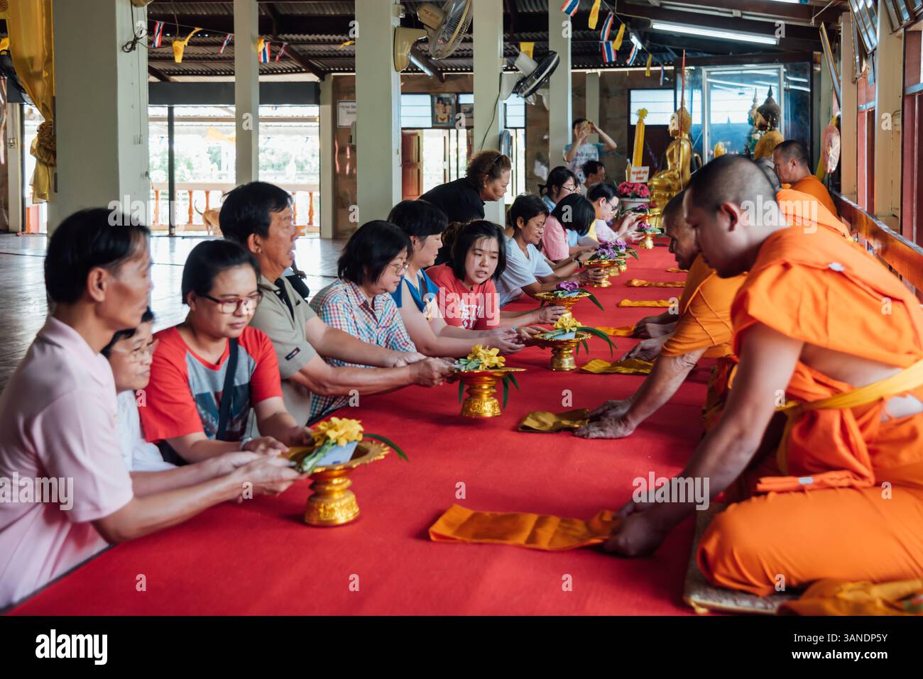 Ang Thong, Thailand - October 19, 2019 : Unidentified thai monk praying ...