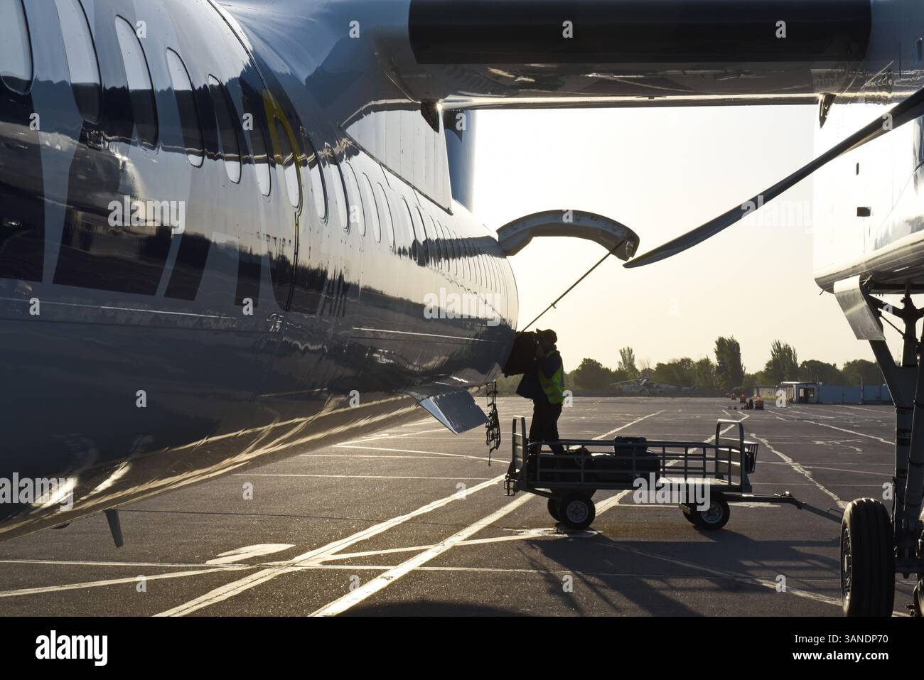 Qazaq Air - Bombardier Q400 Next Gen aircraft at the airport Stock ...