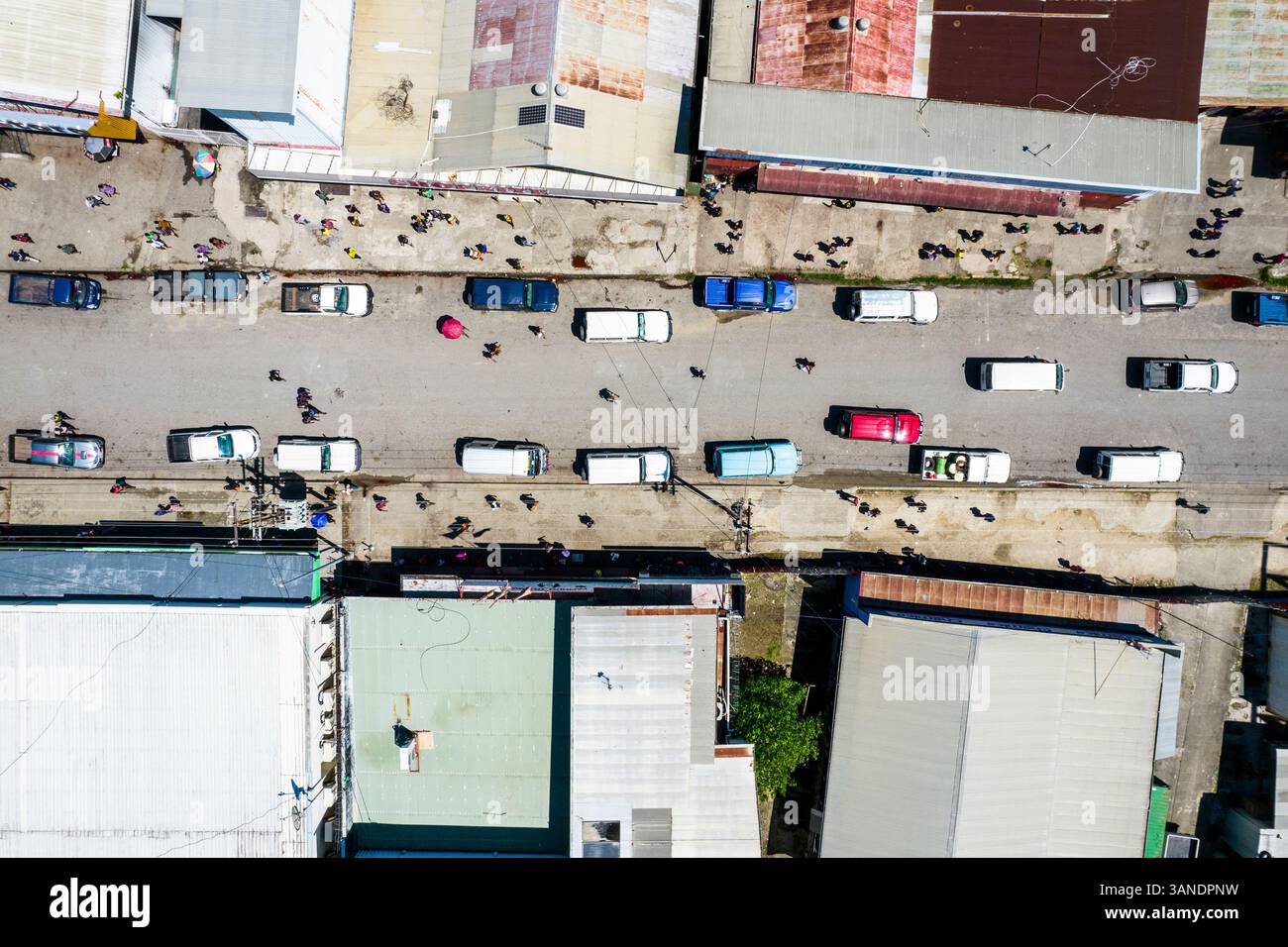 Aerial Top Down View of Street of Wewak City, East Sepik Province ...