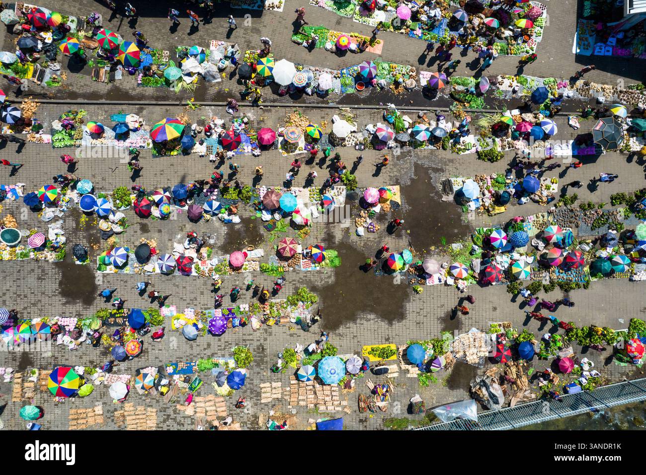 Aerial View of People on Jetty, Fish Market, Wewak Town, East Sepik ...