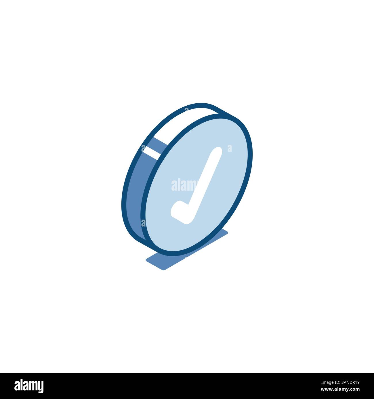 isometric vector linear check mark icon in a circle, in color on a white background, completed ...