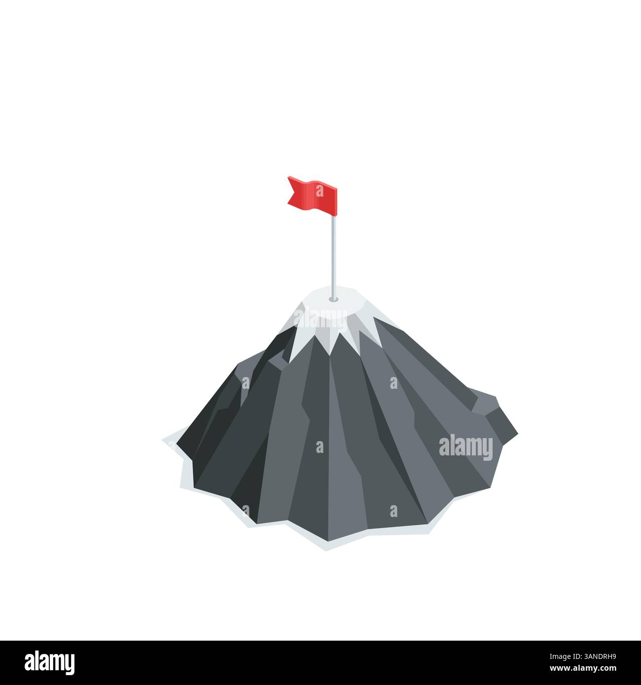 isometric vector mountain icon with flag, in color on a white ...