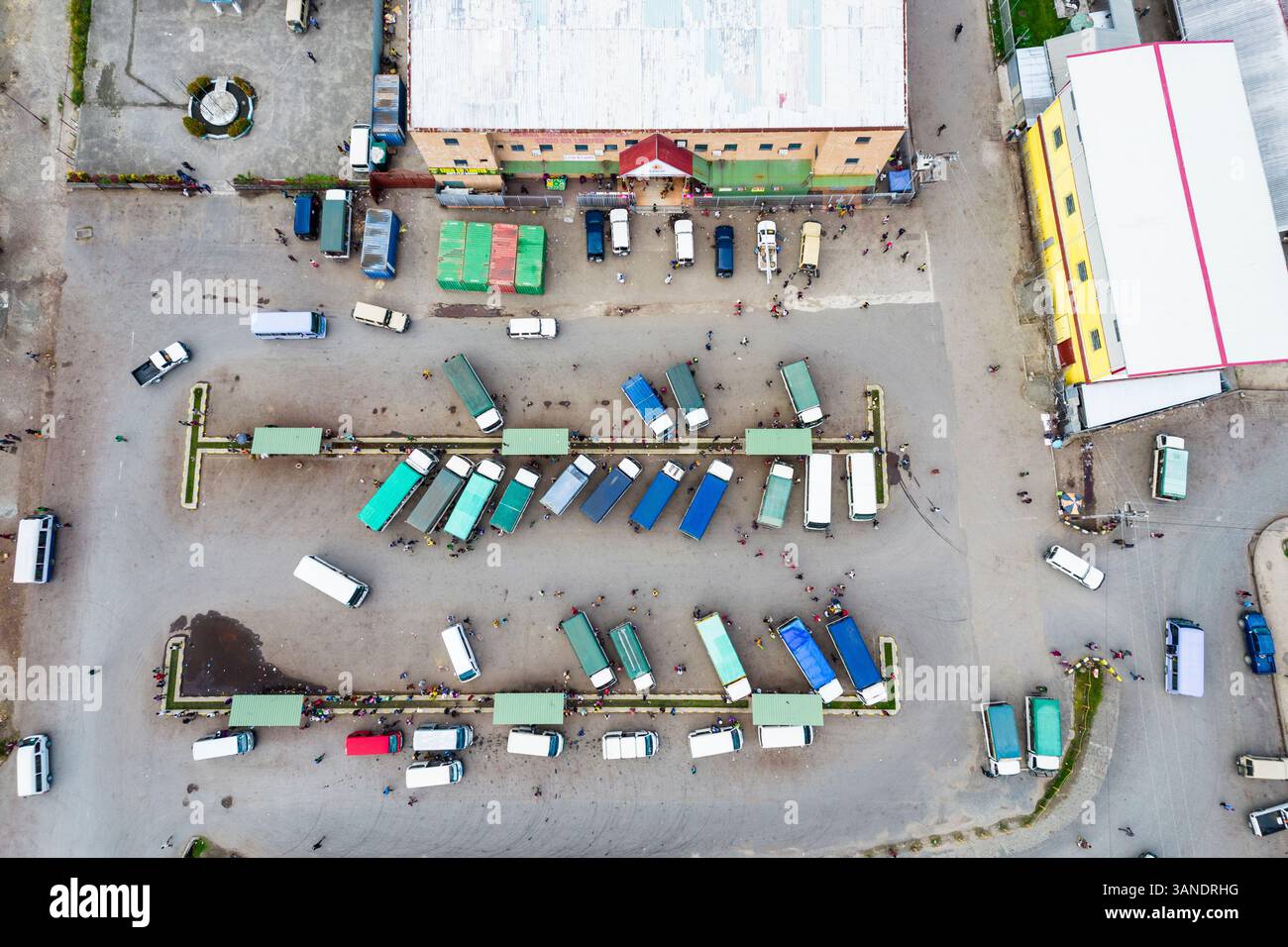 Aerial Top Down View of Bus Station in Wewak City, East Sepik Province ...