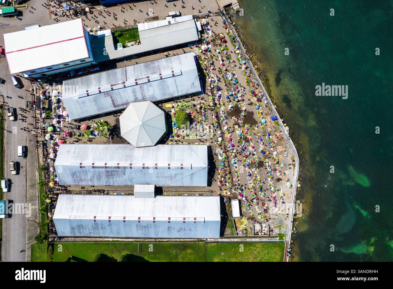 Aerial Drone View of Jetty, Fish Market, Wewak Town, Papua New Guinea ...