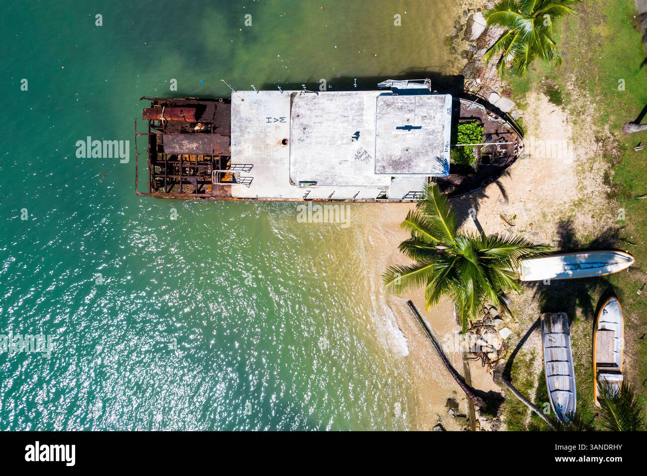 Aerial Top Down View of Shipwreck on the Coast, Wewak, East Sepik ...