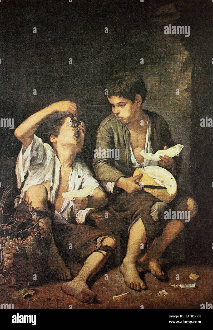 Children eating melons and grapes, painting by Bartolome Esteban ...