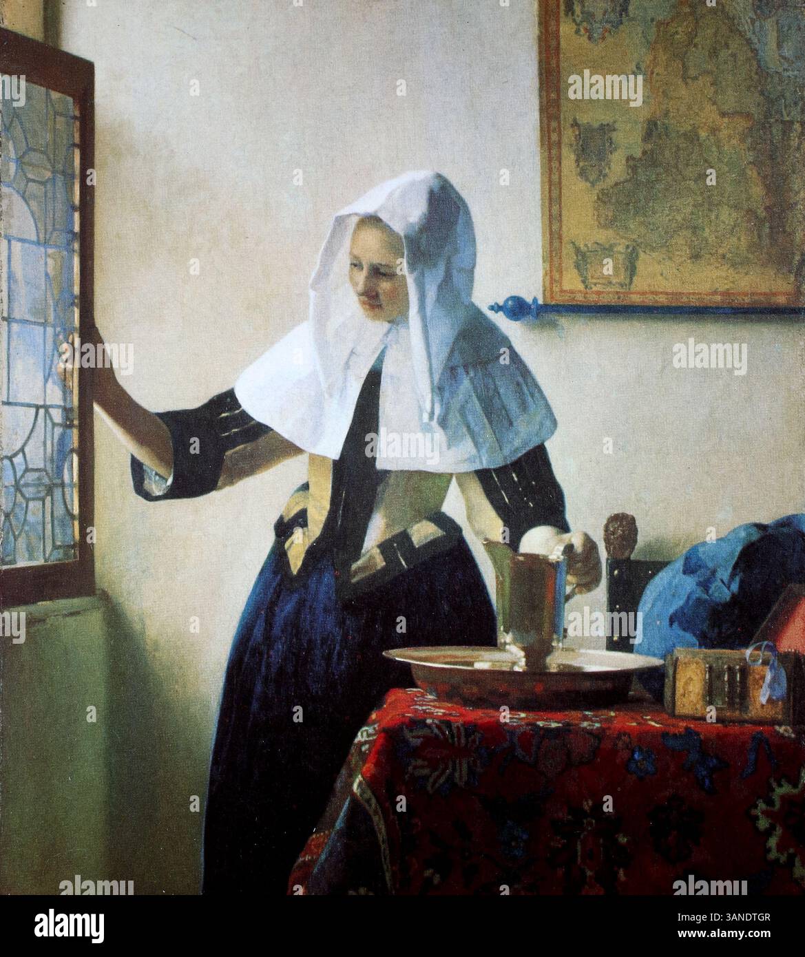 Young woman with a water jug, painting by Jan Vermeer van Delft, also ...