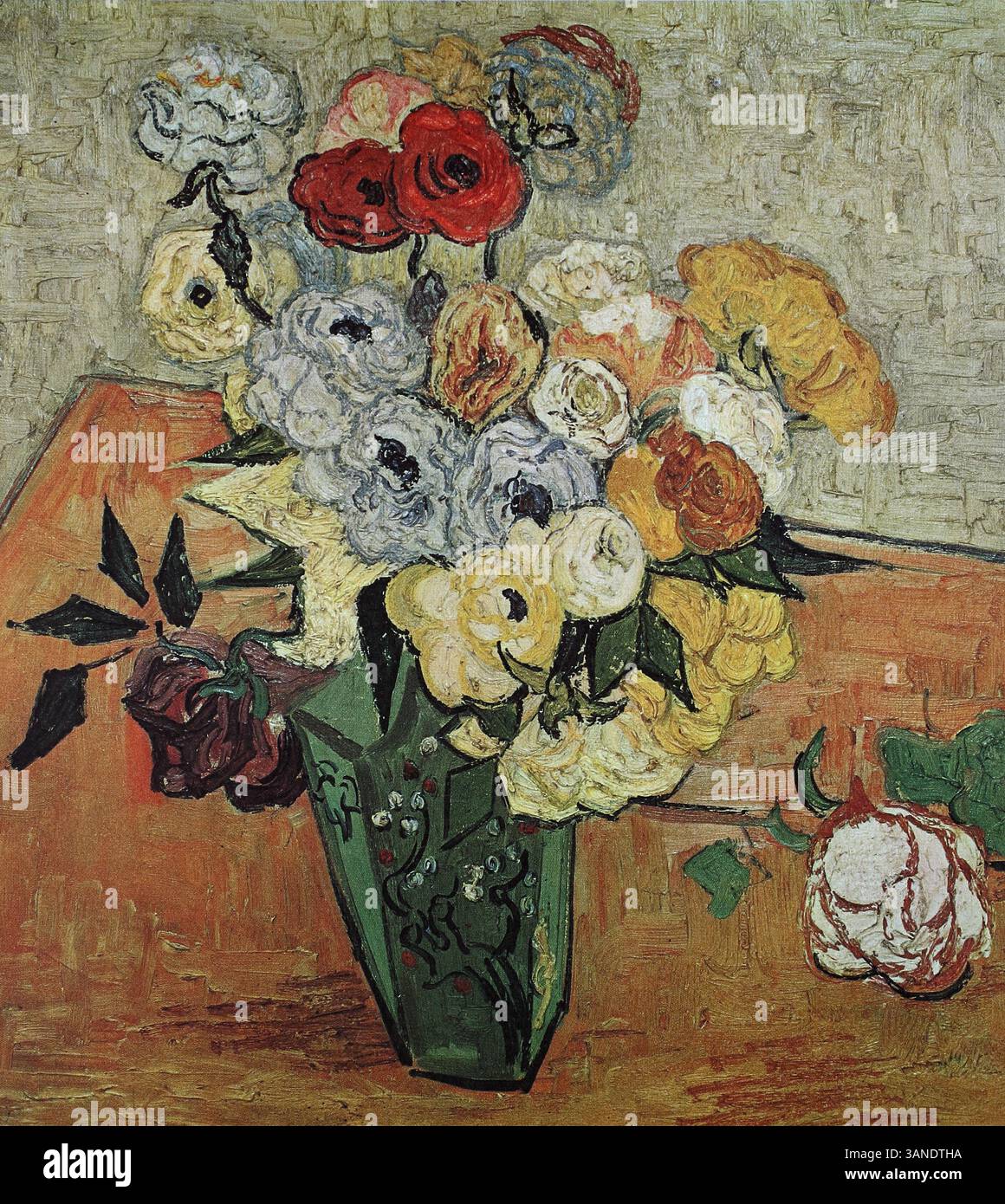 Roses and Anemones, painting by Vincent Willem van Gogh. Dutch painter ...