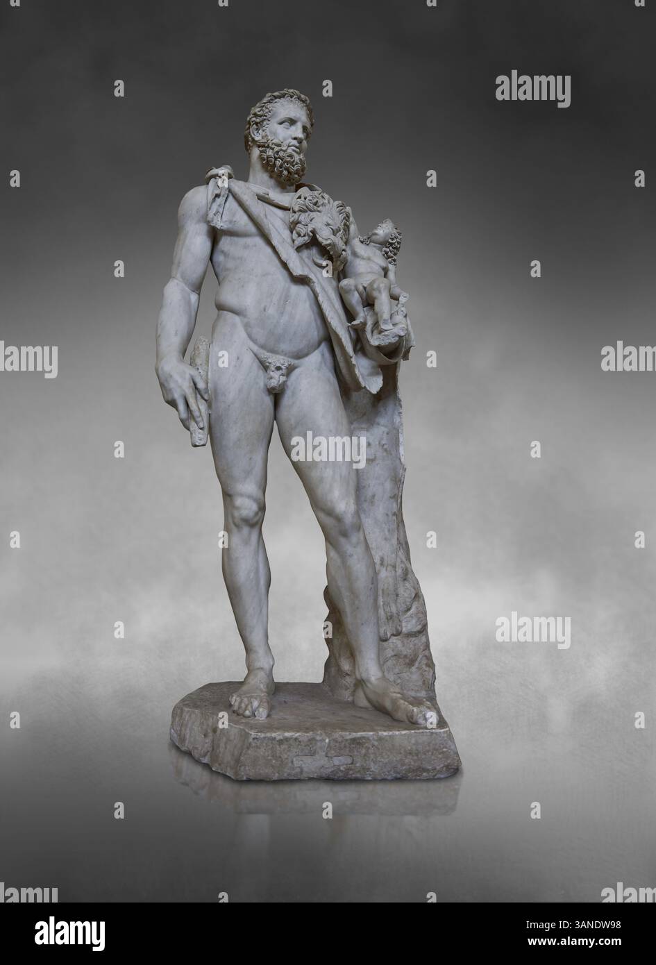 Roman statue of Heracles (Hercules) with the infant Telephos. 2nd ...