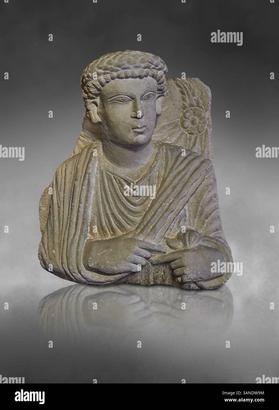 Roman stone memorial relief portrait bust of a young man from a Roman ...