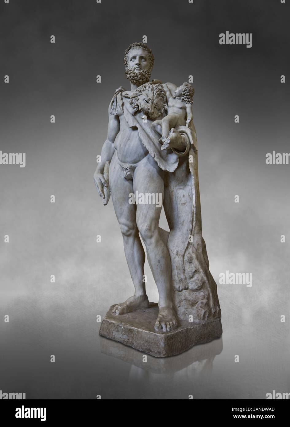 Roman statue of Heracles (Hercules) with the infant Telephos. 2nd ...