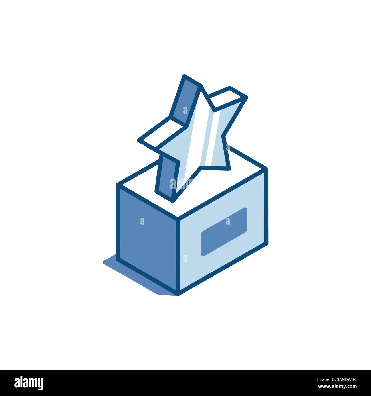 isometric vector trophy with star linear icon, in color on white ...