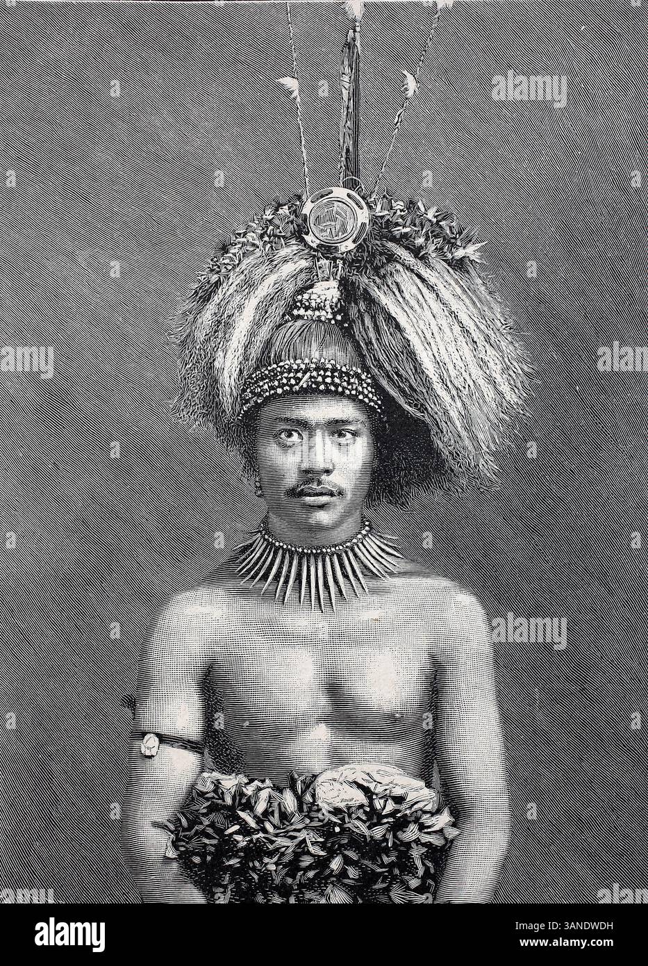 German colony in the South Seas, young chief of Samoa, around 1884 ...