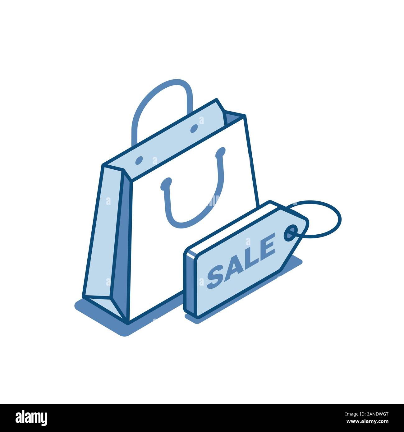 isometric vector shopping bag and price tag linear icon, in color on ...