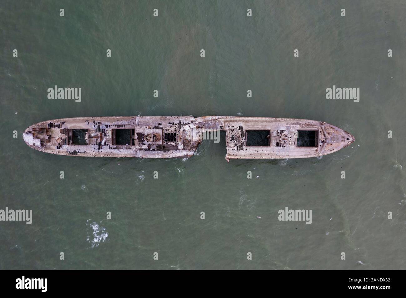 Aerial View of Evangelia Cargo Ship Shipwreck Beached On The Coast ...