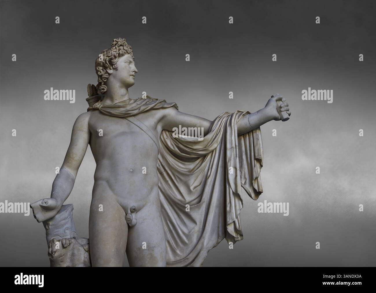 Roman statue known as the Belvedere Apollo. Mid 2nd Cent AD Roman copy ...