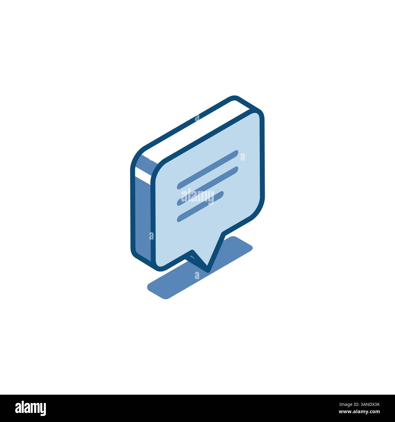 isometric vector square text bubble linear icon, in color on white ...