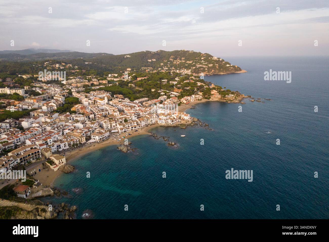 Aerial view of Calella de Palafrugell, Costa Brava, Catalunya, Spain ...
