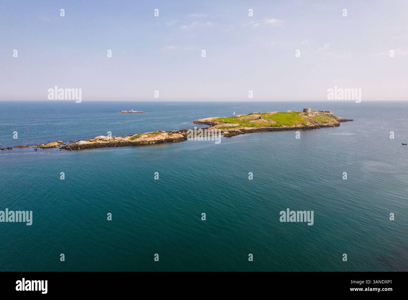 Aerial Drone View of Dalkey Island in the Sea, Dublin Region, Ireland ...