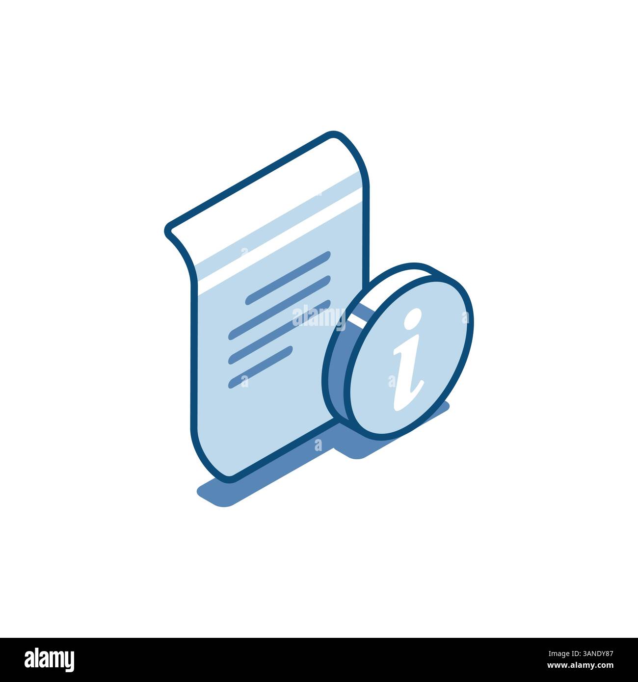 isometric vector information linear icon and sheet of paper, in color on white background ...