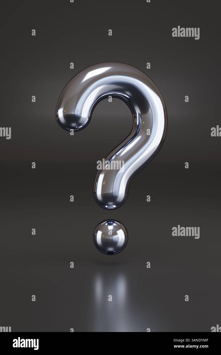 Three-dimensional metallic question mark. 3d illustration Stock Photo ...