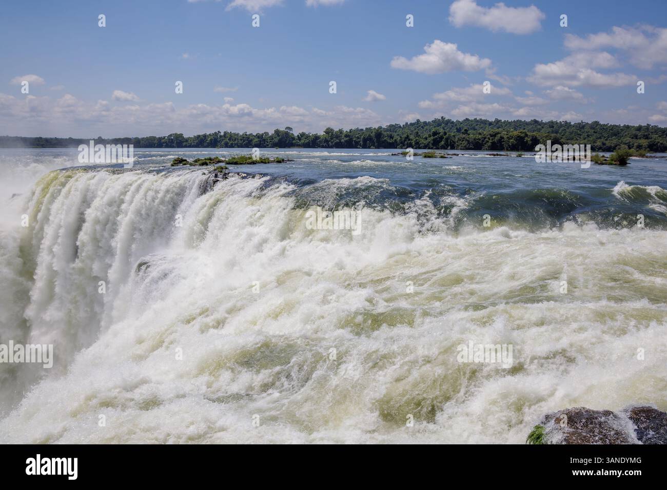 Panoramic view of Devil's Throat waterfall at Iguazu Falls in Argentina ...