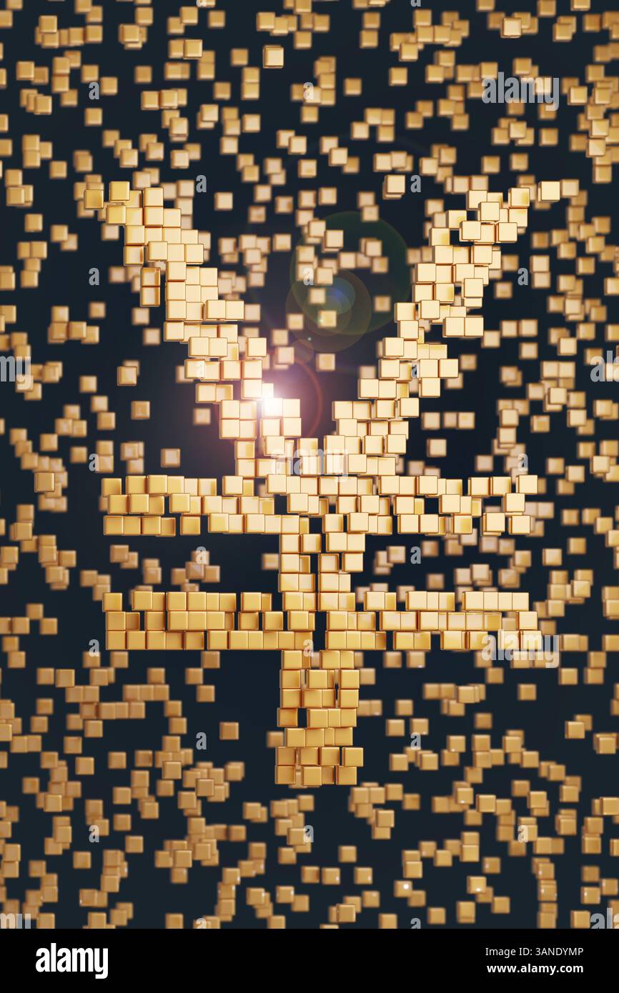 Yuan symbol formed by cubes. Concept of the digital Yuan. 3D ...