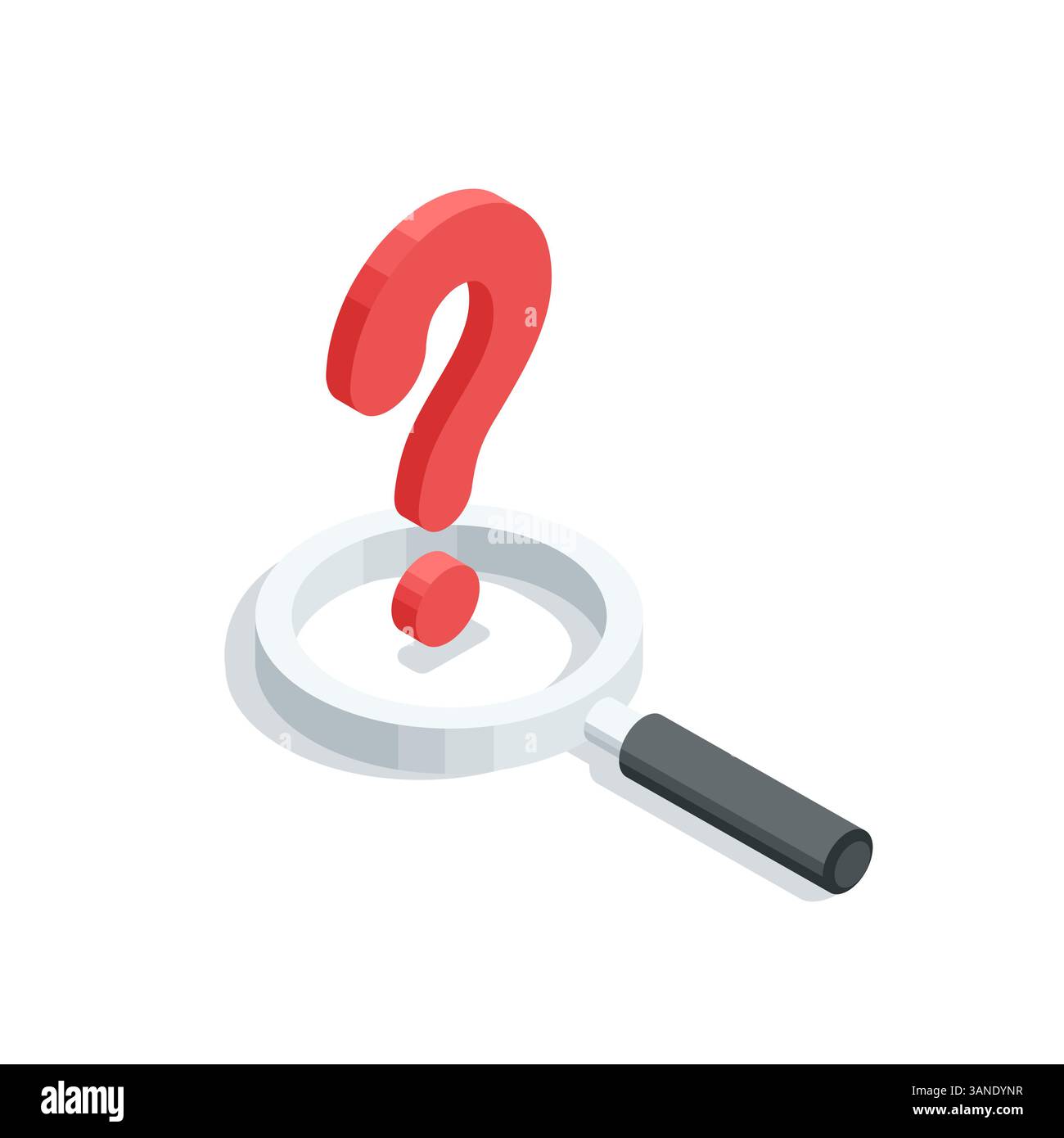 isometric vector big question mark and magnifying glass, in color on a ...