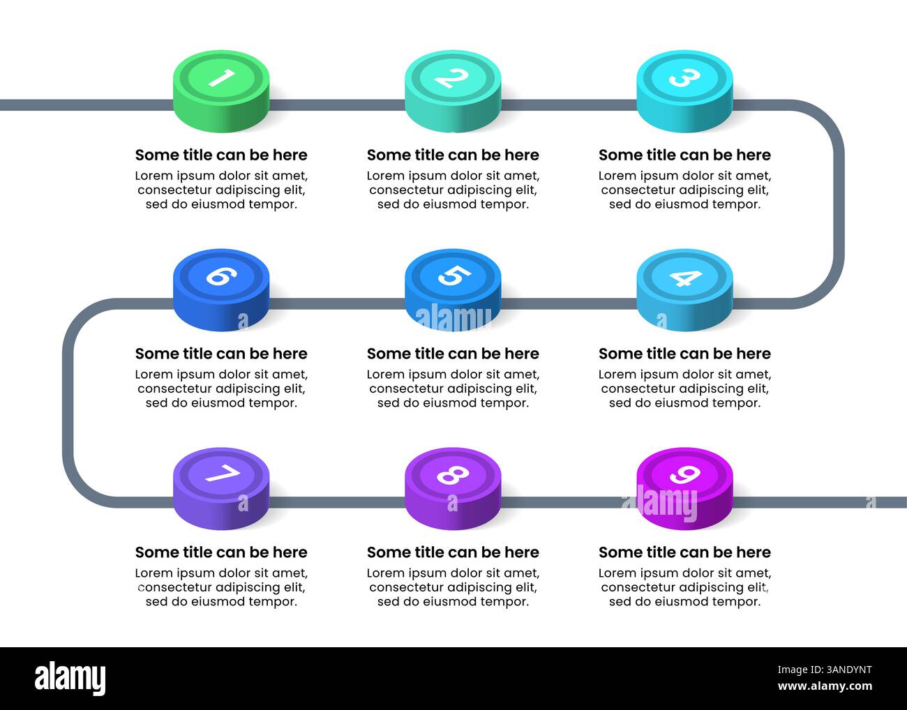 Infographic template with 9 options or steps. Line. Can be used for workflow layout, diagram ...