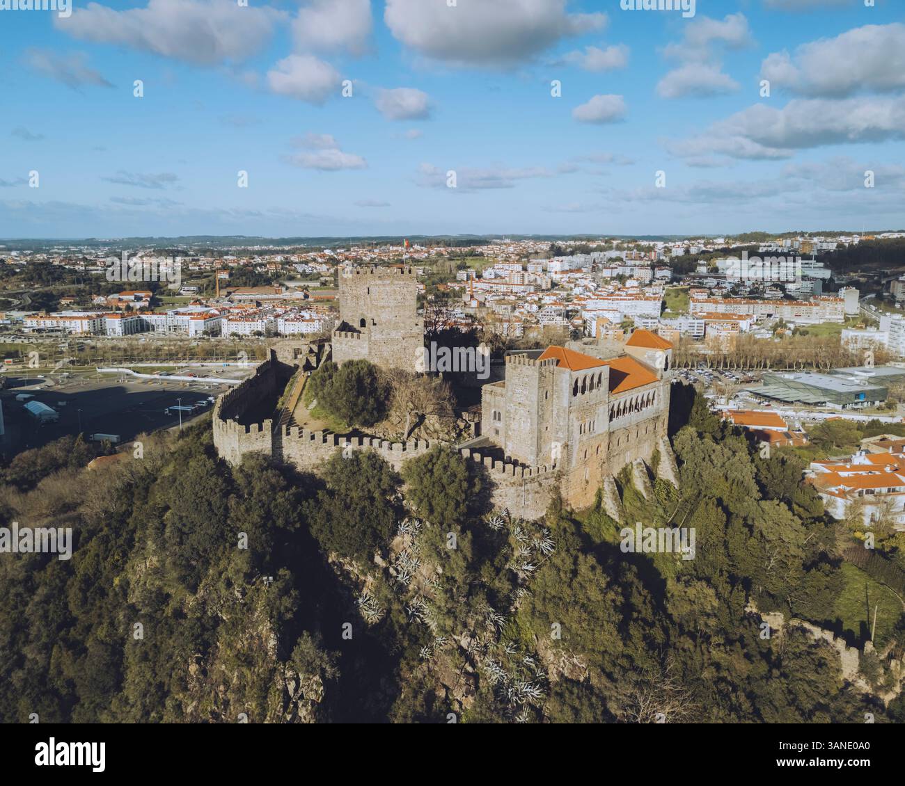 Aerial view of Castelo de Leiria with medieval architecture and scenic ...