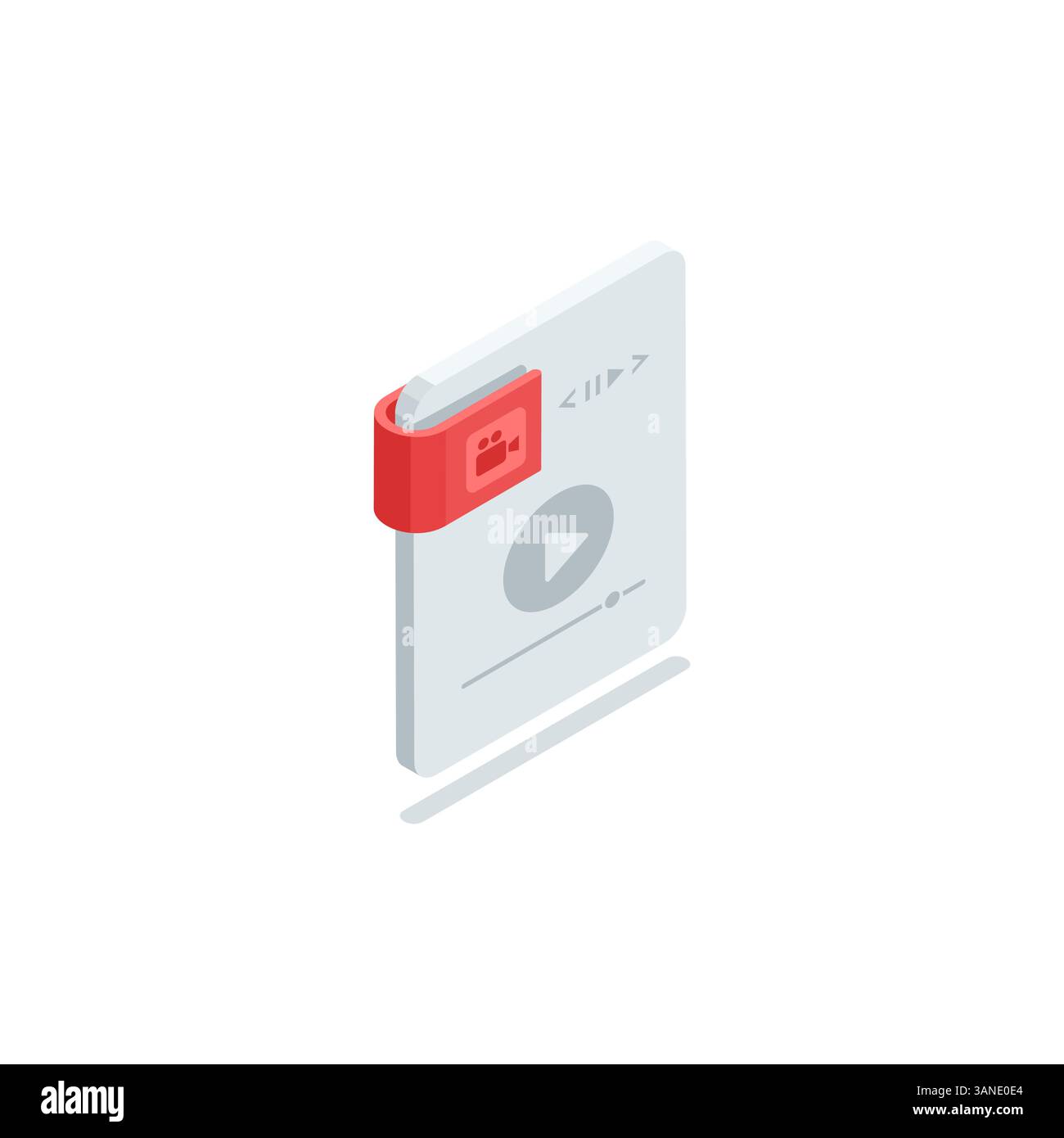 isometric vector video file icon, in color on a white background, video ...