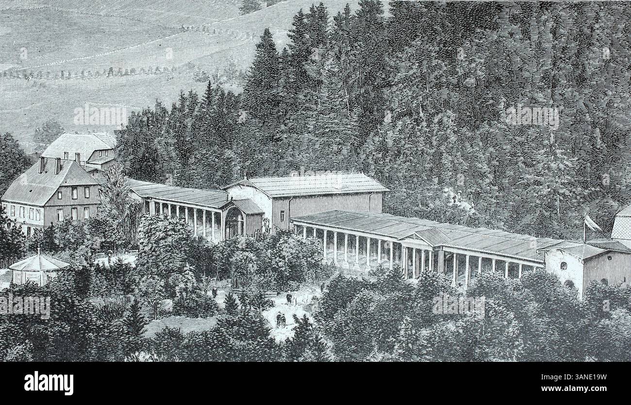 New spa square with promenade in the spa town of Bad Reinerz in 1895 ...