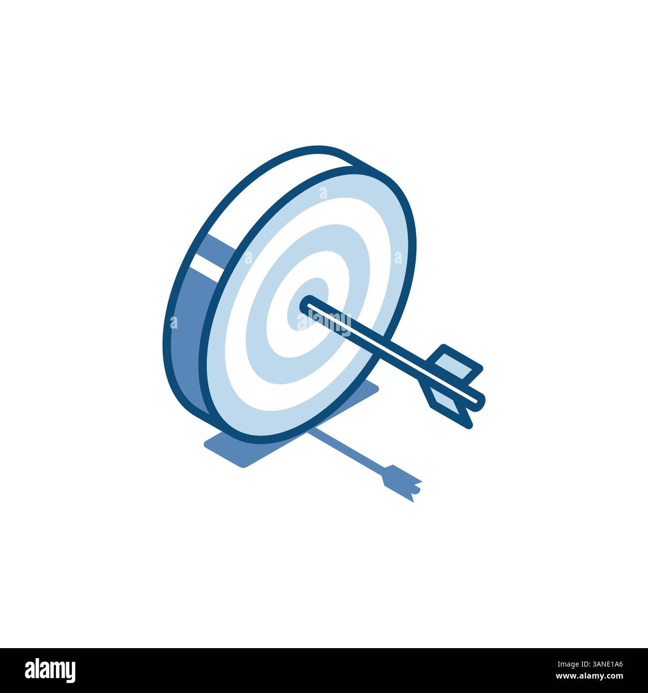 isometric vector target linear icon with an arrow in the center ...