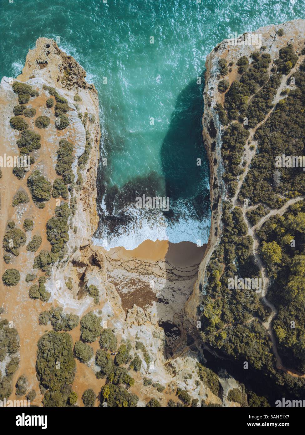 Aerial view of Praia das Fontainhas with beautiful turquoise waters ...