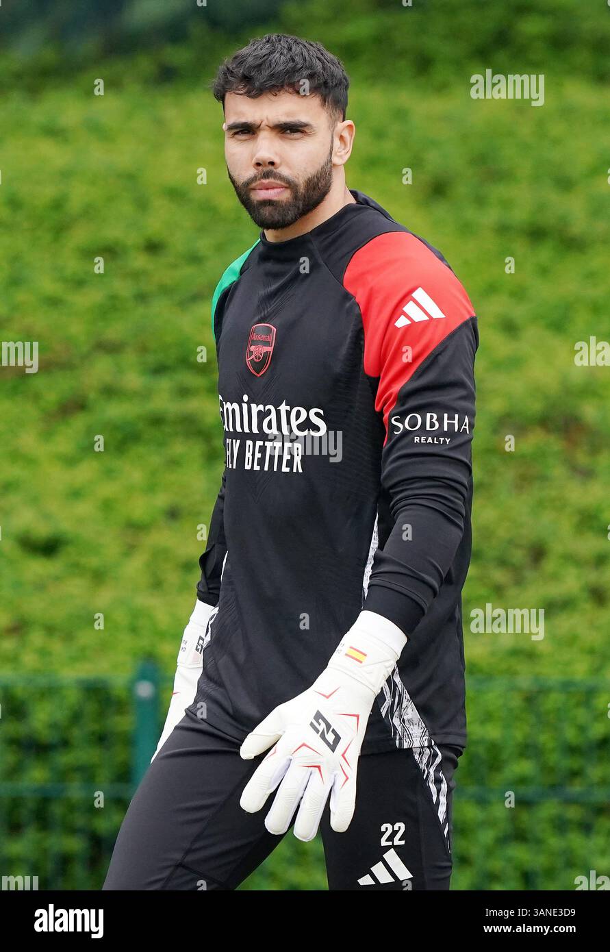 Arsenal goalkeeper David Raya during a training session at the Sobha ...
