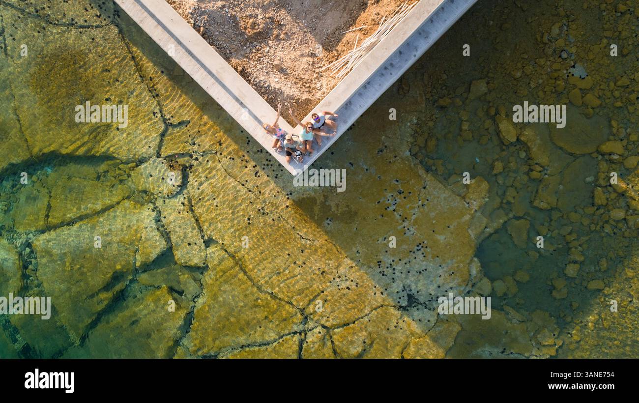 Aerial selfie of four friends on island Syros, Greece Stock Photo - Alamy