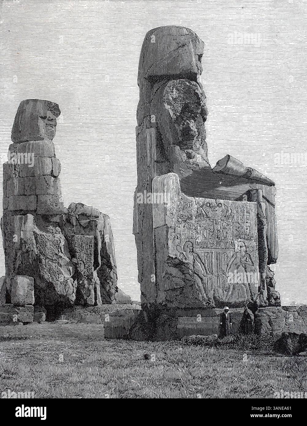 The Colossi of Memnon, two colossal ancient Egyptian statues standing ...