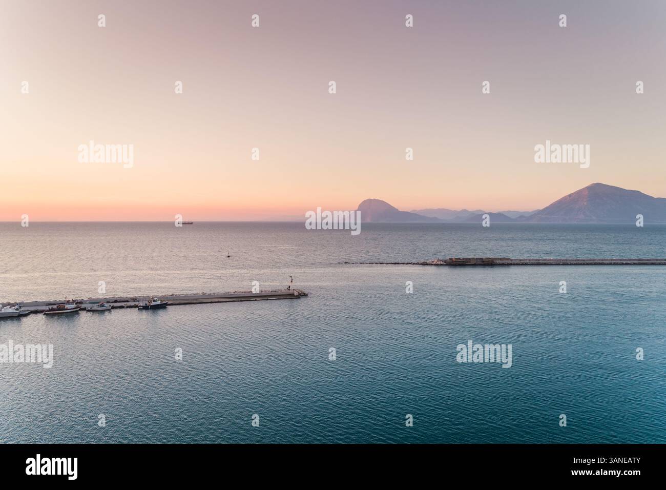 Aerial view of beautiful sunset from marina in Patras, Greece Stock ...