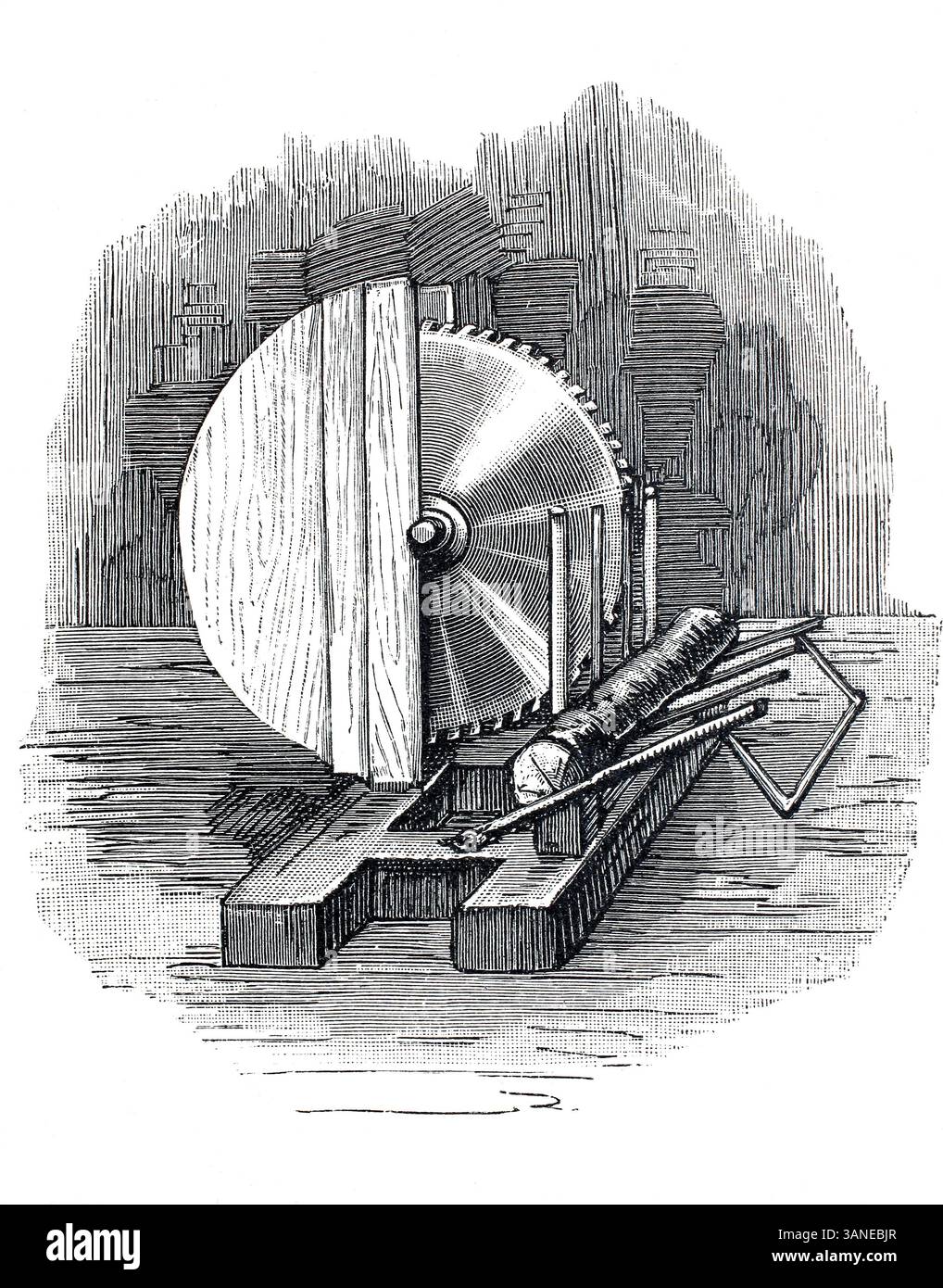 Exhibition on accident prevention in Berlin 1889, circular saw with ...