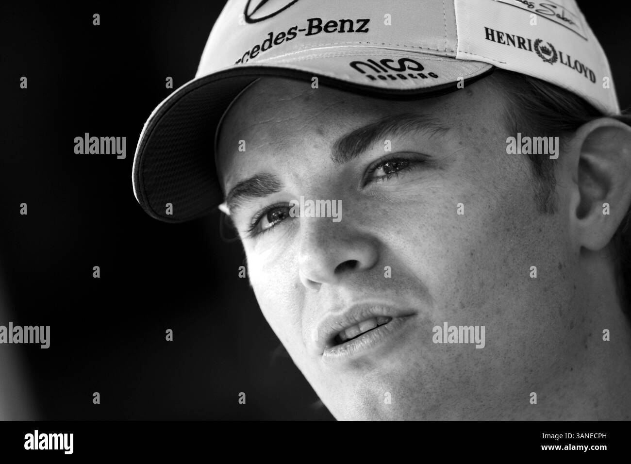 Mercedes gp formula one Black and White Stock Photos & Images - Alamy