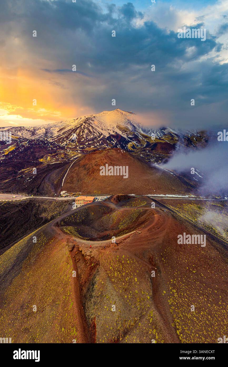 Aerial view of of a crater at the Vulcano Etna on Sicily Stock Photo ...