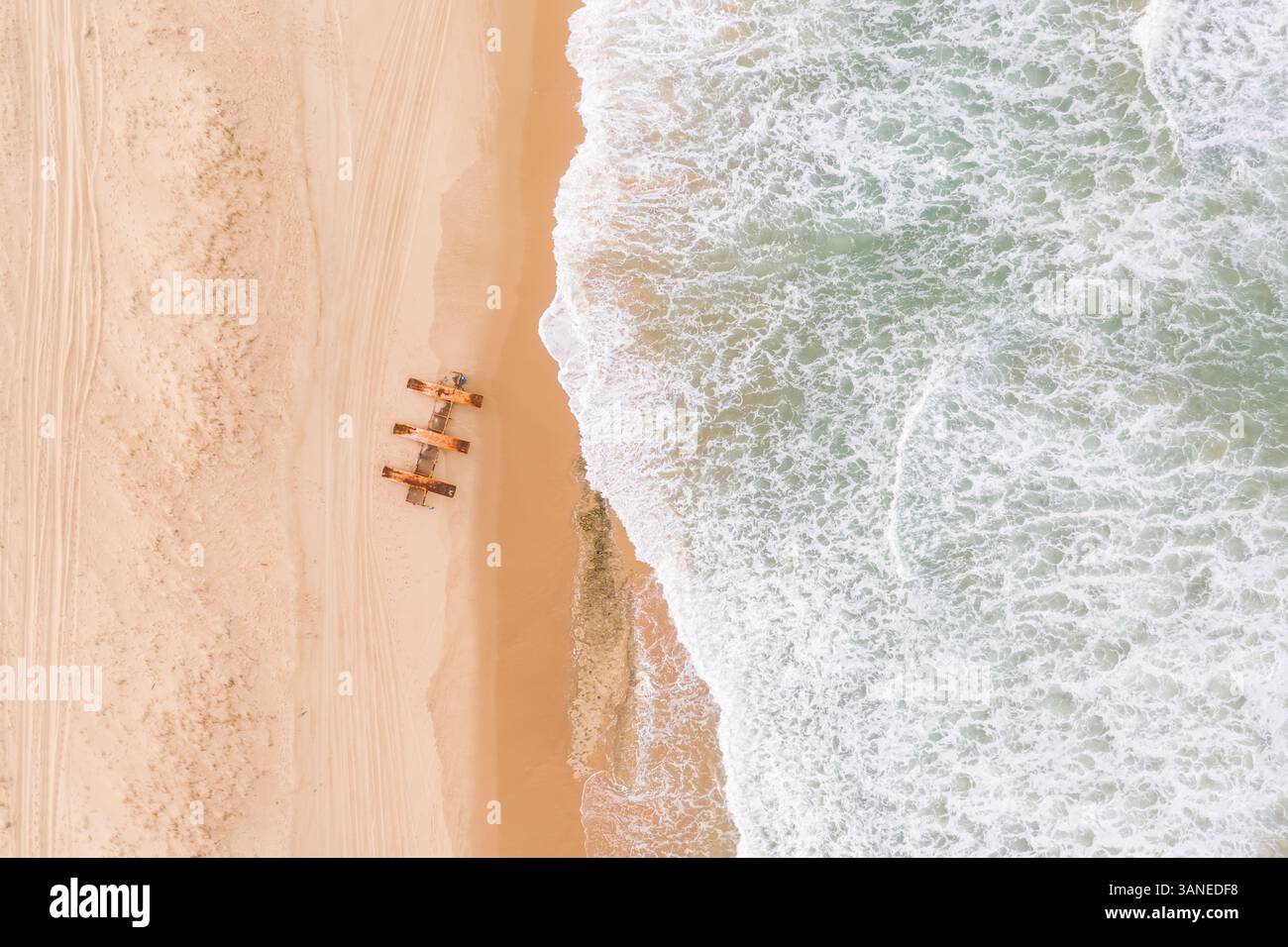 Aerial view of the beach shore, Taiba, São Gonçalo do Amarante, Ceará ...