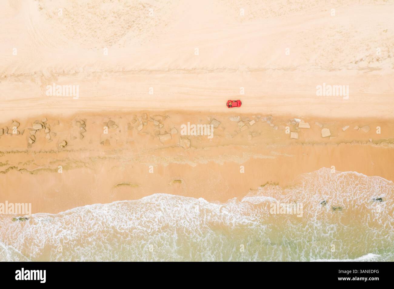 Aerial view of the beach shore, Taiba, São Gonçalo do Amarante, Ceará ...