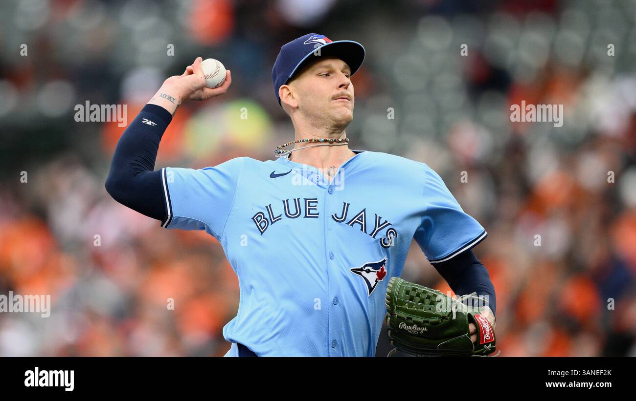 Toronto Blue Jays starting pitcher Bowden Francis (44) in action during ...