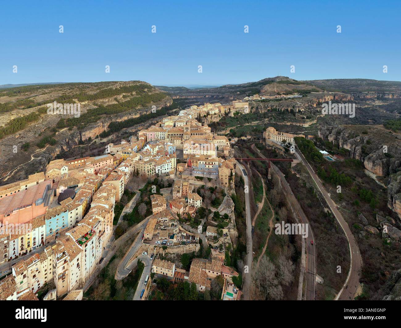 Aerial view of Cuenca, a small town built on the rocks in Spain Stock ...