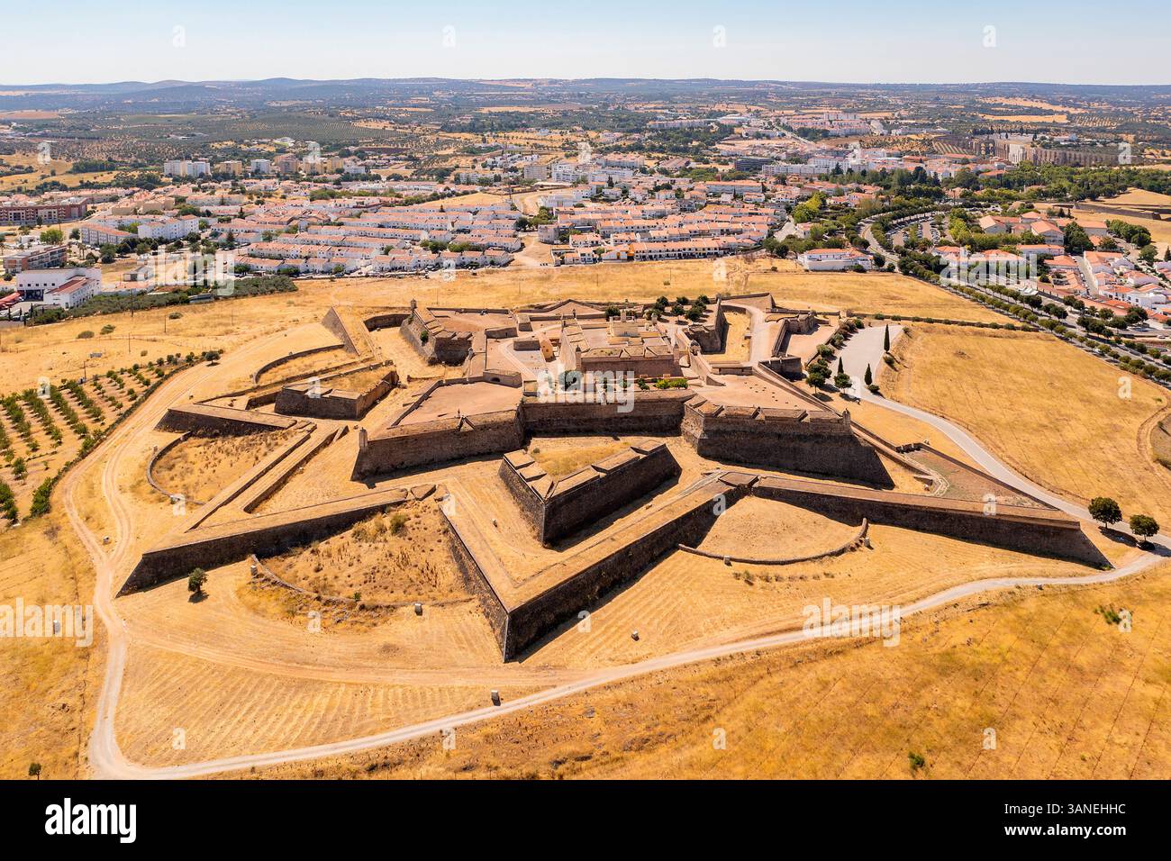 Aerial view of Forte de Santa Luzia, a castle in Elvas, Portugal Stock ...