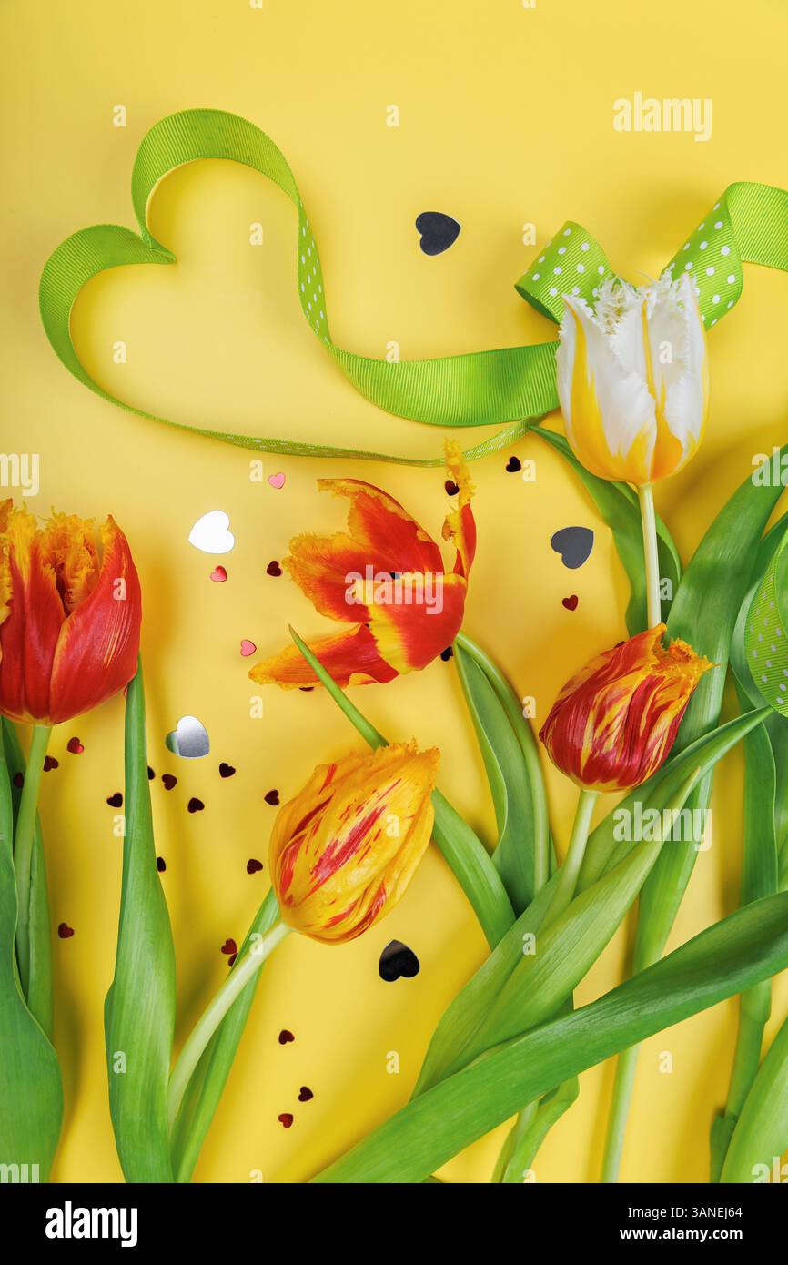 Heart love flower ribbon hi-res stock photography and images - Alamy