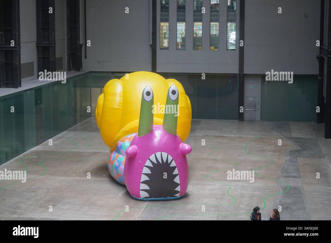 London UK 15 April 2025. A larger-than-life, colourful snail sculpture ...