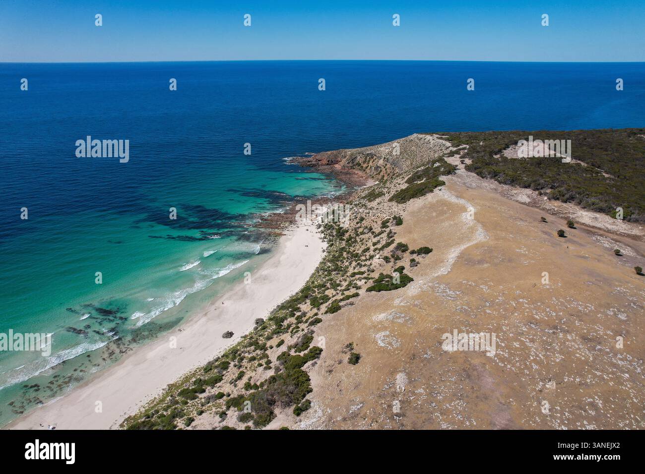 Aerial view of pristine Stokes Bay Beach with turquoise ocean and ...
