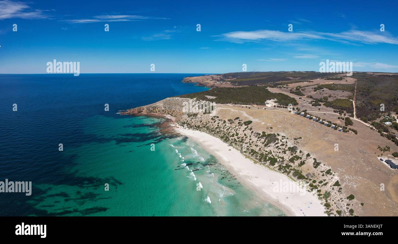 Aerial view of serene Stokes Bay Beach with pristine sandy shore and ...
